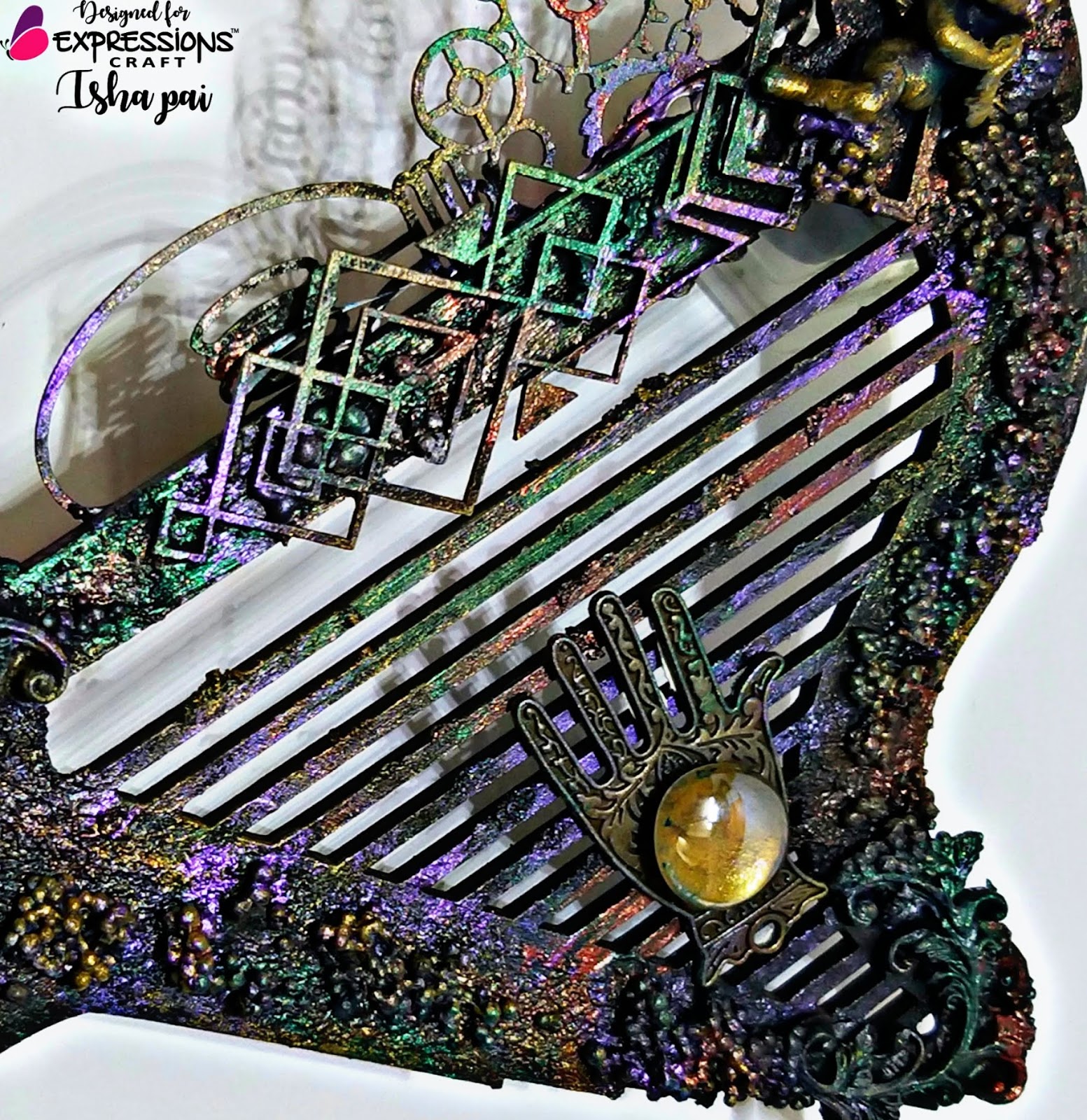 Expressions Craft: A Harp - Mixed media art on musical instrument