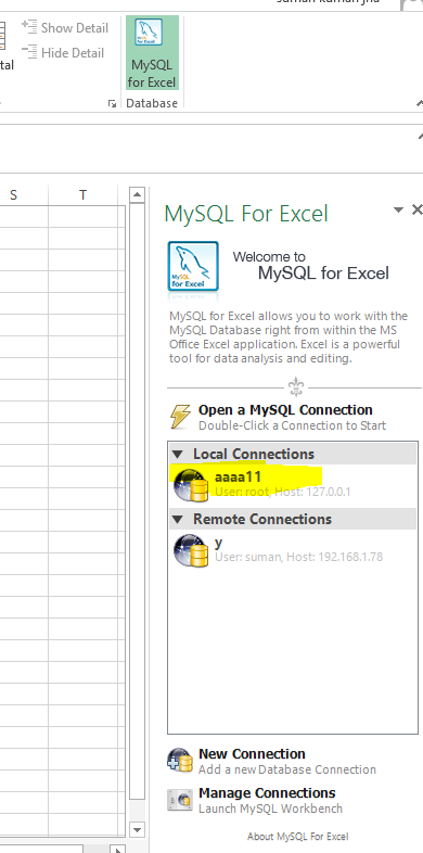 MySQL Workbench and MS Excel