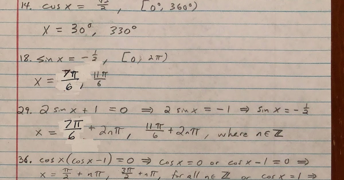 Professor Frank’s Math Blog: Part 3 - Solving Trigonometric Equations ...