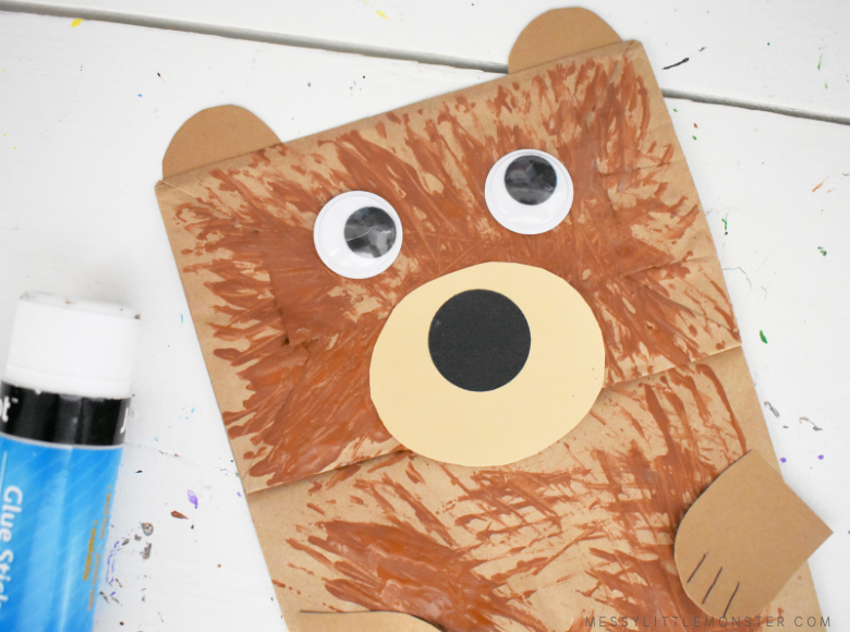 Paper Bag Bear Craft - How to Make Bear Paper Bag Puppets - Messy ...