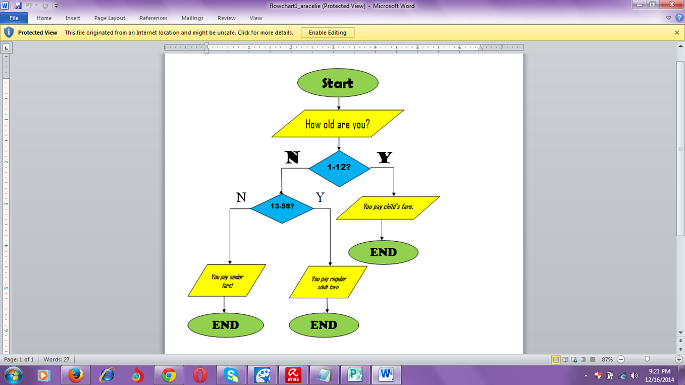 Knowledge on ICT: Week 28 (December 8-14) Flow Charts :)