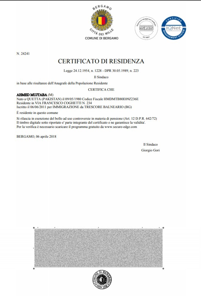 All Type of My Italian Certificate Documents with html text