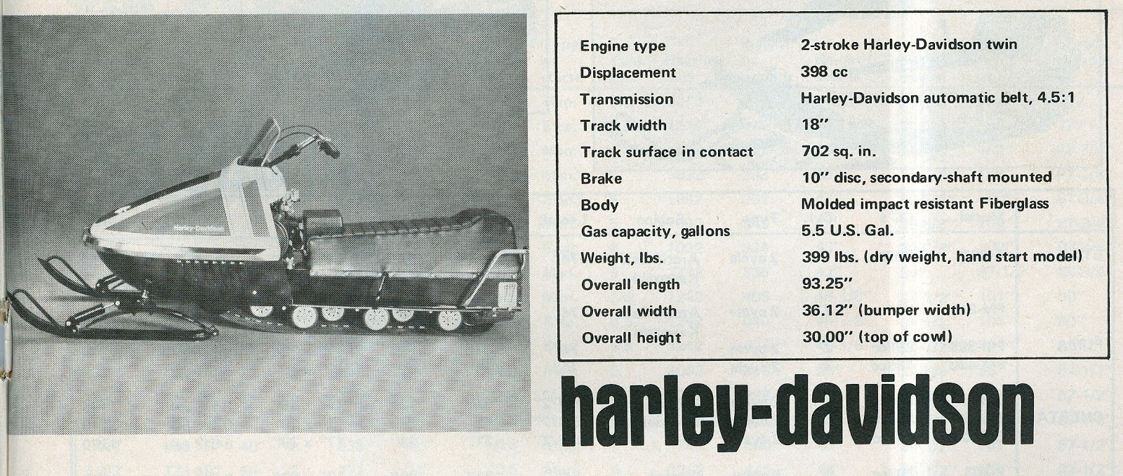 CLASSIC SNOWMOBILES OF THE PAST: 1972 HARLEY DAVIDSON SNOWMOBILE