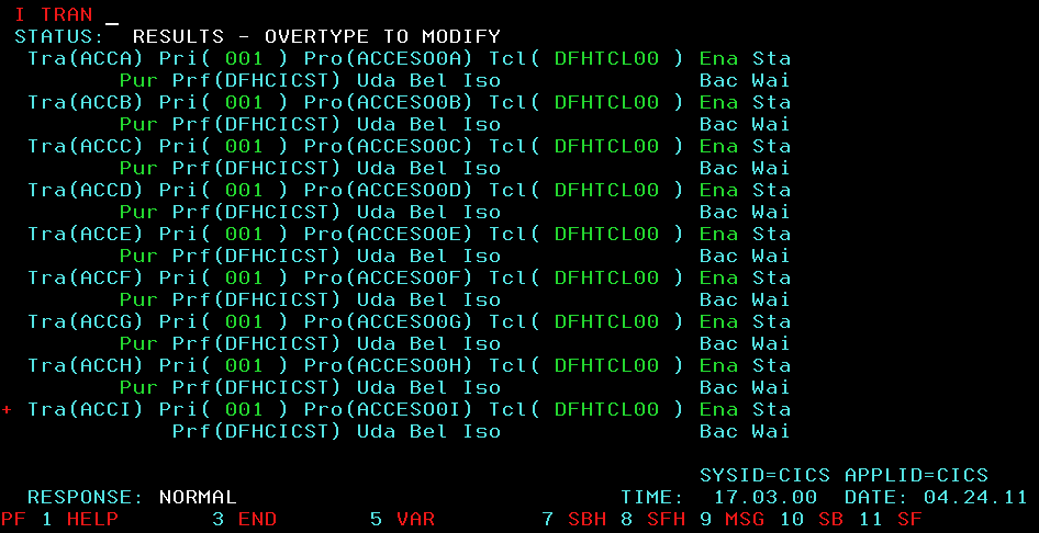 Usando CICS: transacción CEMT. - Consultorio Cobol