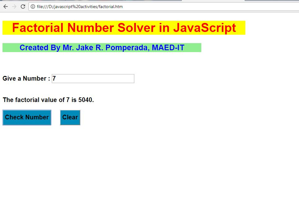 Free Programming Source Codes And Computer Programming Tutorials Factorial Number Solver In