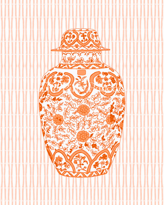 Chinoiserie Chic: Touches of Orange Chinoiserie