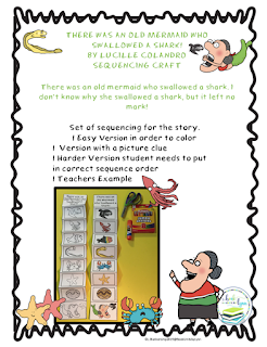 THERE WAS AN OLD MERMAID WHO SWALLOWED A SHARK! SEQUENCING CRAFT ~ Book ...