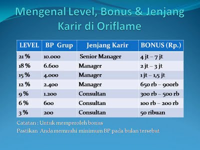 Cindy Ofinza's Blog: Jenjang Karier, Level & Bonus di ORIFLAME