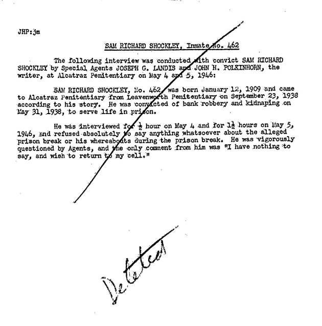 Sam Shockley Biography Alcatraz 1938 - 1948