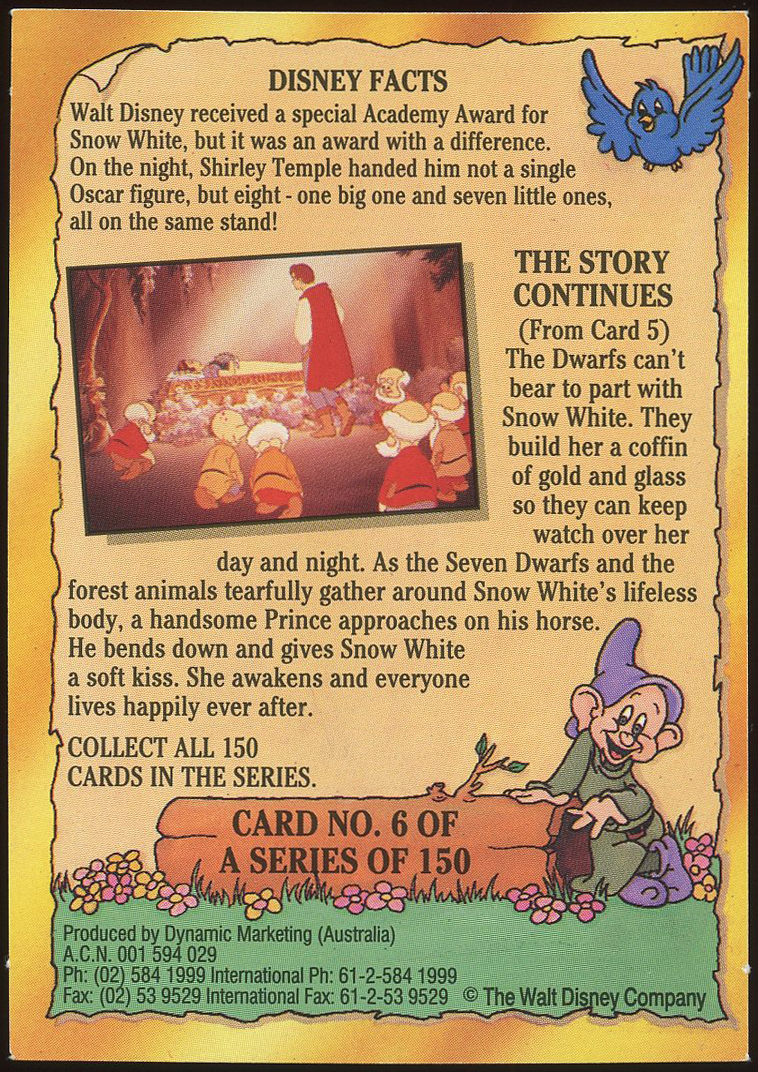 Filmic Light - Snow White Archive: 1993 Dynamic Snow White Trading Cards