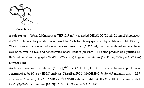 ORGANIC SPECTROSCOPY INTERNATIONAL: Total Synthesis of (−)-Conolutinine