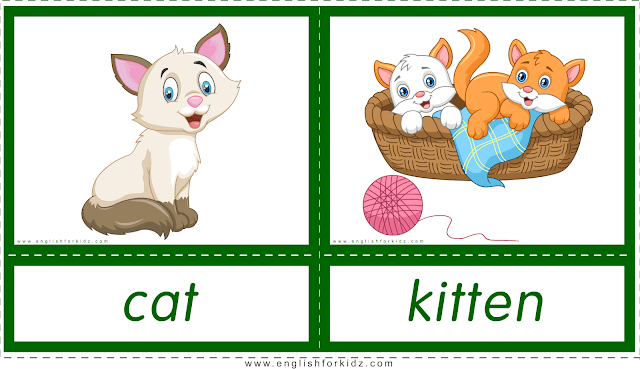 Printable Flashcards: Animals and Their Babies. Part 1.