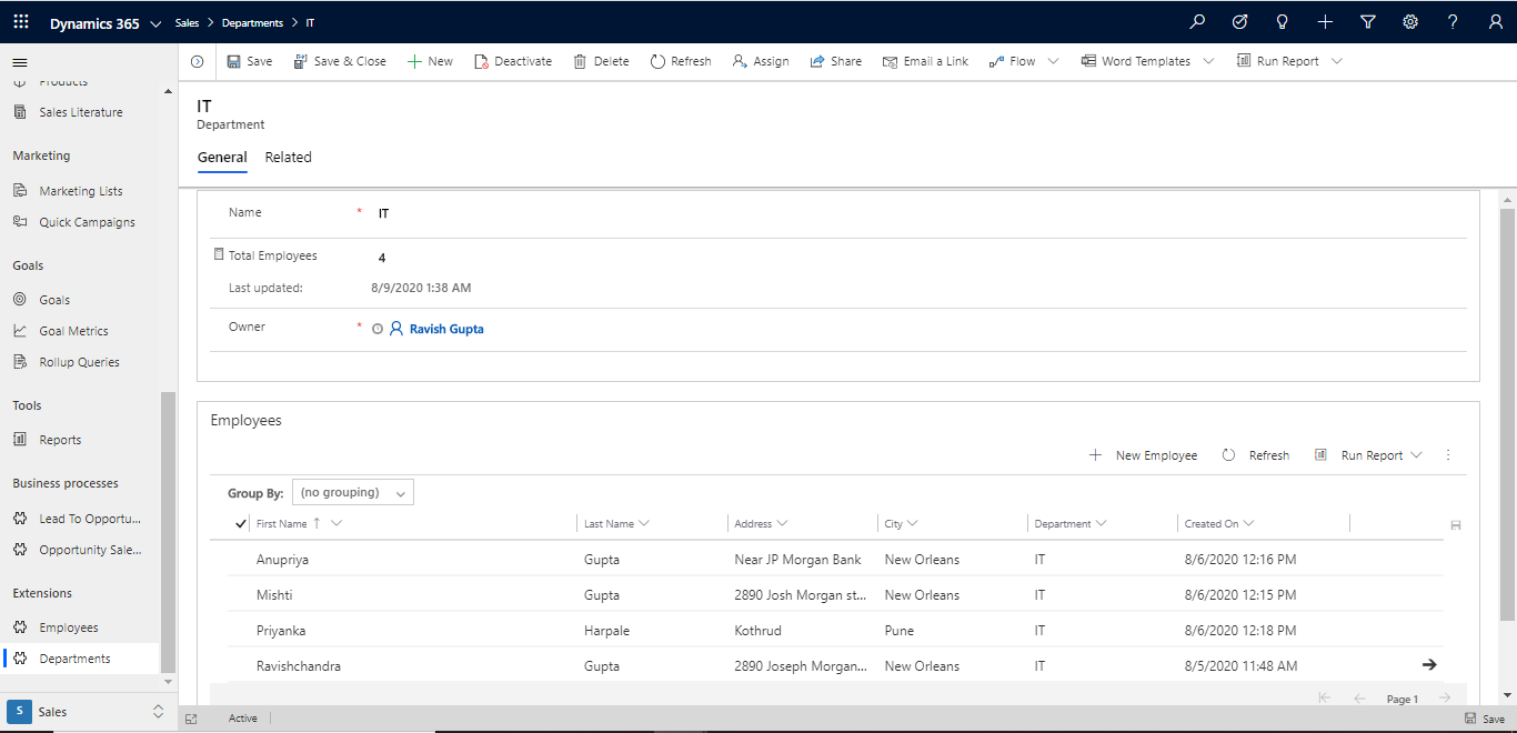 Opening a Sub Grid record in a Pop-up window in Dynamics 365.