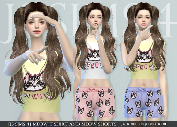 [JS SIMS 3&4] Meow T-shirt And Meow Shorts－JS SIMS｜痞客邦