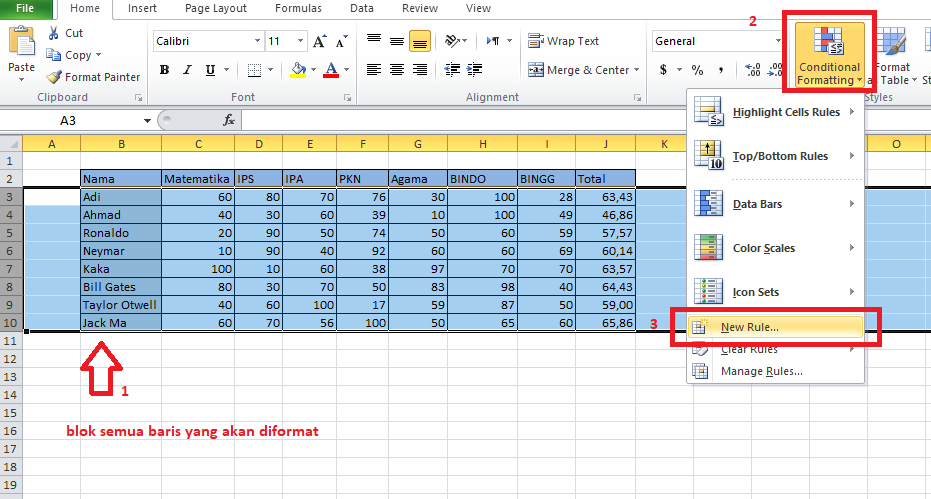 Memberi Warna Baris Otomatis di Excel berdasarkan Kolom Tertentu di ...
