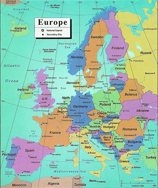 Maps of Europe Region Country