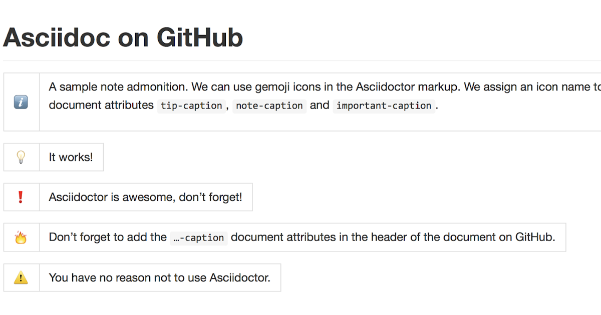 Awesome Asciidoctor: Using Admonition Icons On GitHub - Messages from mrhaki
