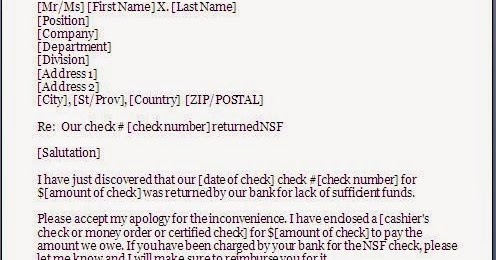 Cheque Return Apology Letter Format