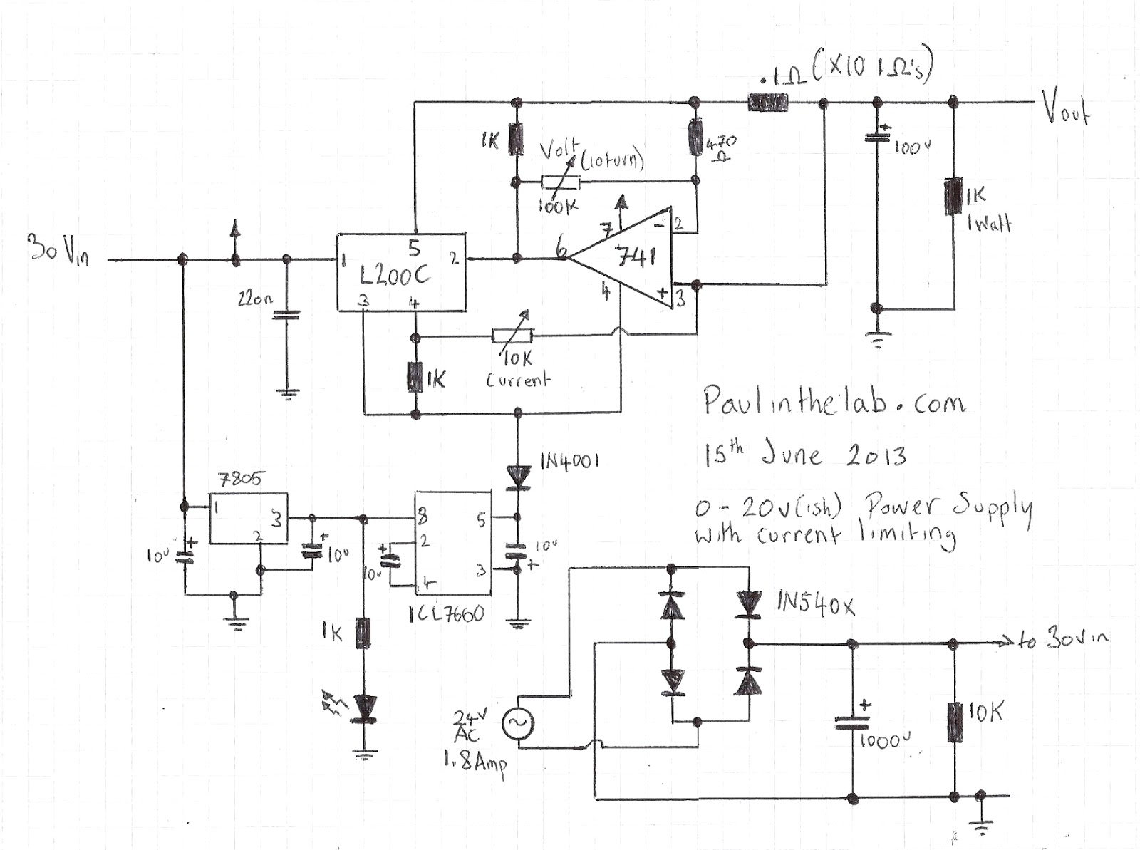 Paul In The Lab: Adjustable Lab Power Supply With Current Limiting ...