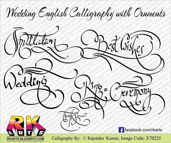 Wedding Special English Calligraphy with Ornaments - RK arts