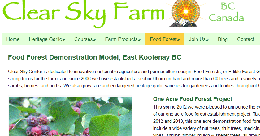 Agroforestry BC: Food Forest Demonstration Website Live
