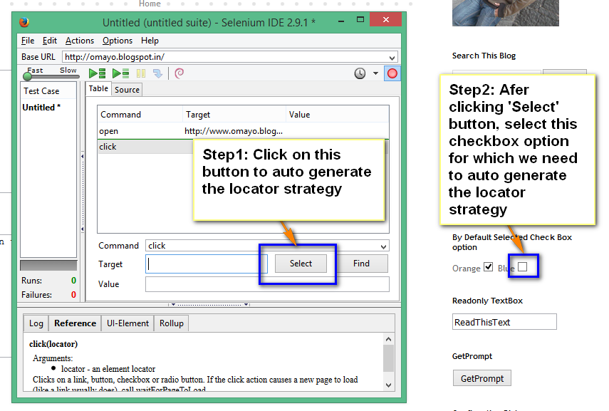 Selenium By Arun Using Click Command In Selenium Ide For Selecting A Checkbox Option