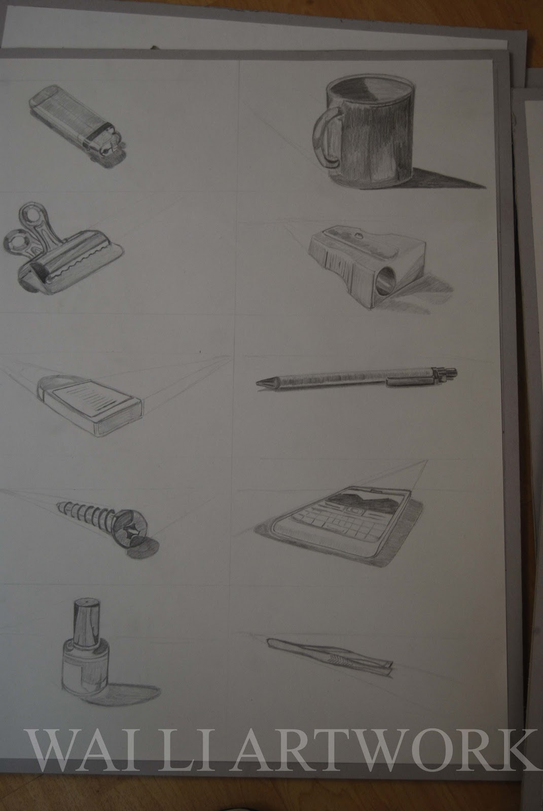 Pens to Brushes: Small objects- Household items. Drawing exercise