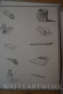 Pens to Brushes: Small objects- Household items. Drawing exercise
