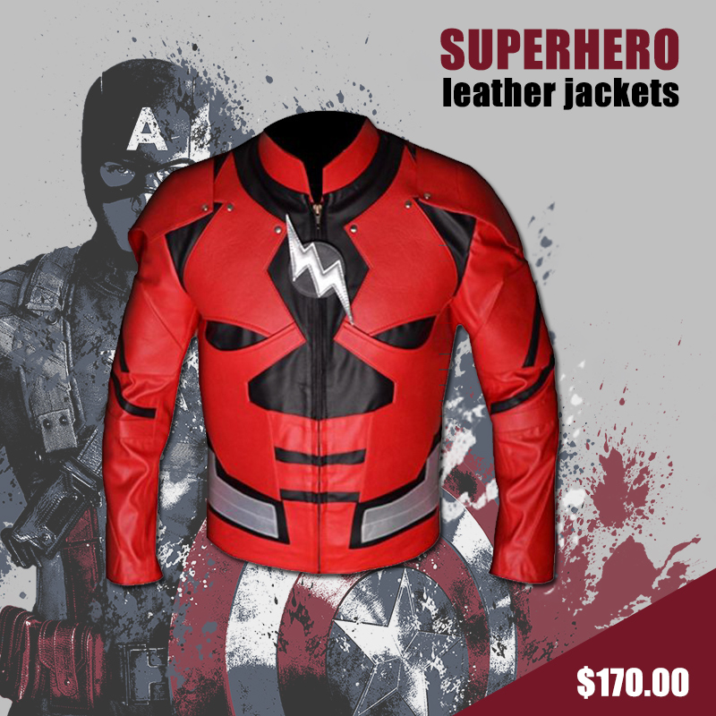 Celebrites Leather Jackets: Flash Red Style Celebrities Leather Jacket