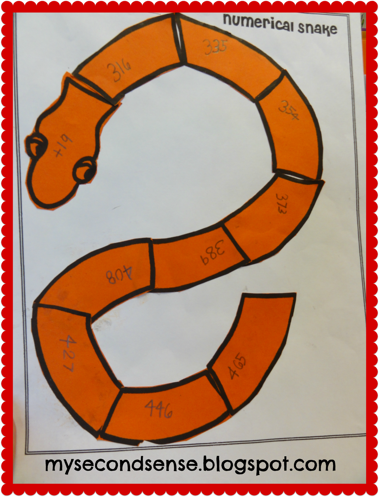 My Second Sense: Number Patterns and Snakes (freebie)