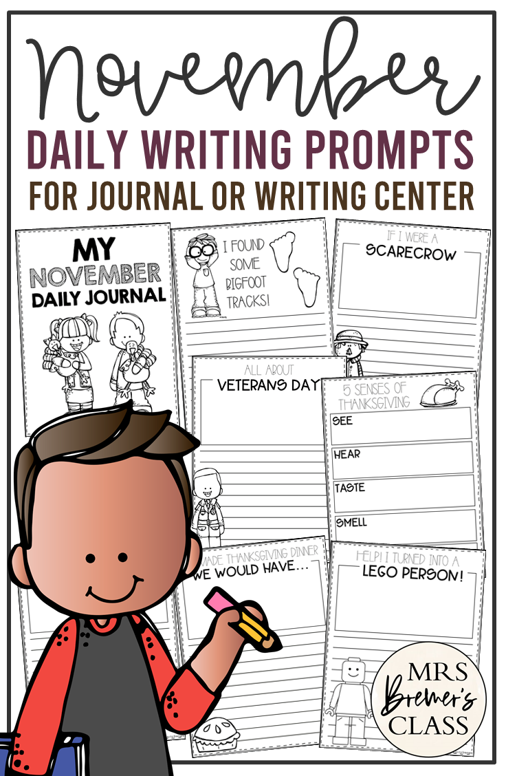 November Writing Prompt Templates | For Daily Journals or the Writing ...