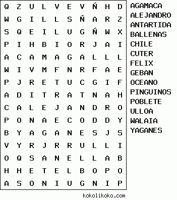 Conquistadores de la Antártida: Sopa de Letras