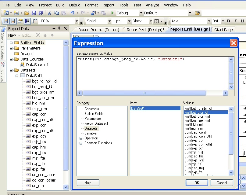 SSRS: About DataSet in SSRS