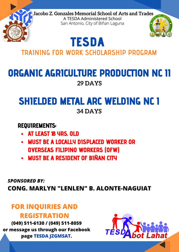 7 TESDA Free Training Courses (No Tuition Fee) by JZGMSAT