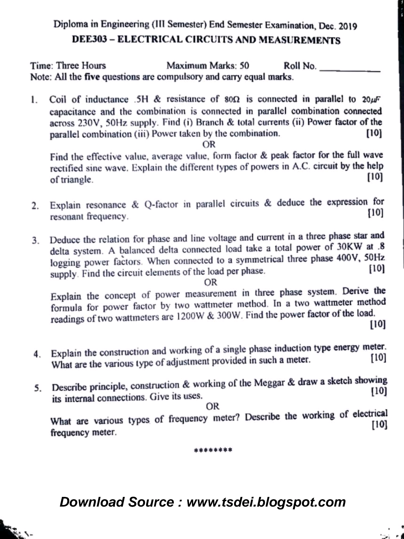 3rd SEMESTER END SEM PAPERS