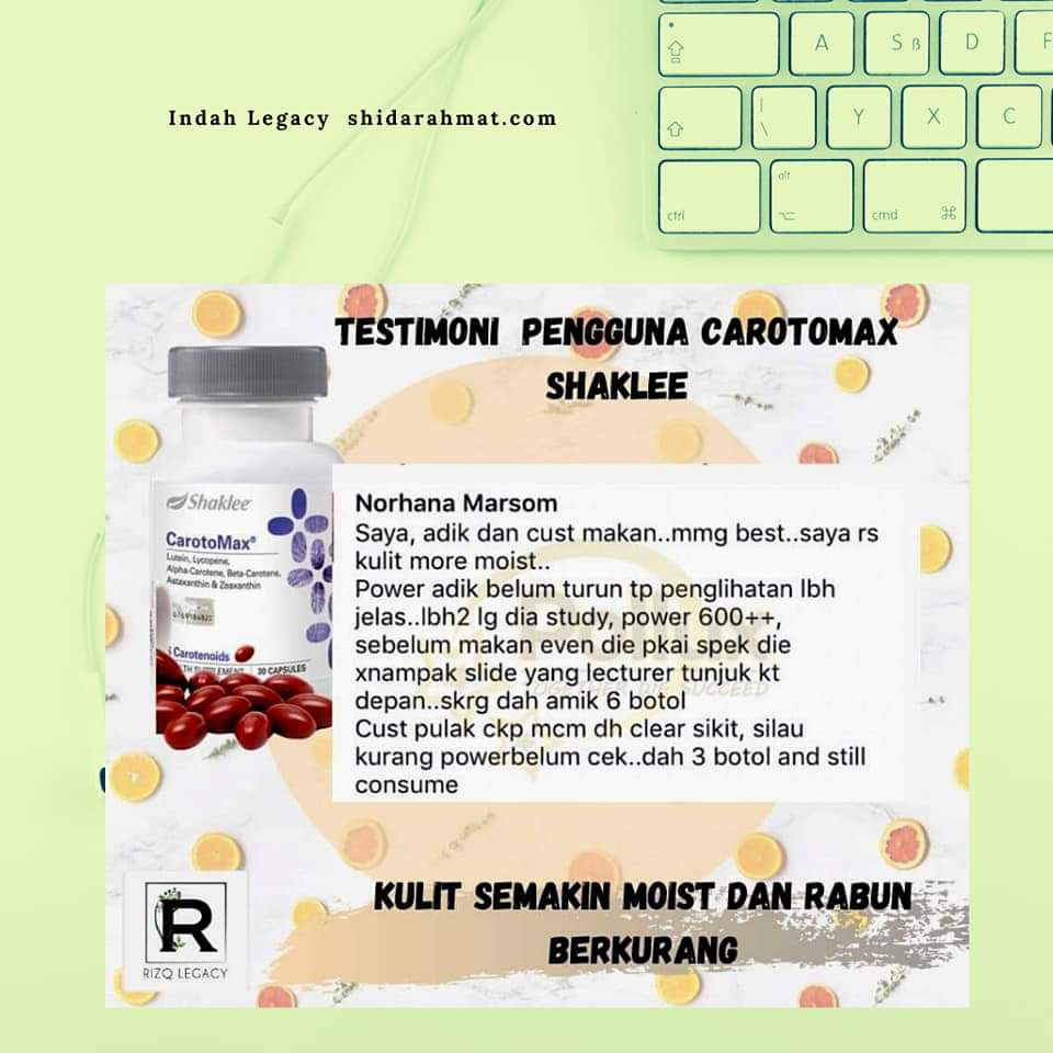 Testimoni Carotomax Shaklee Dan Kebaikan