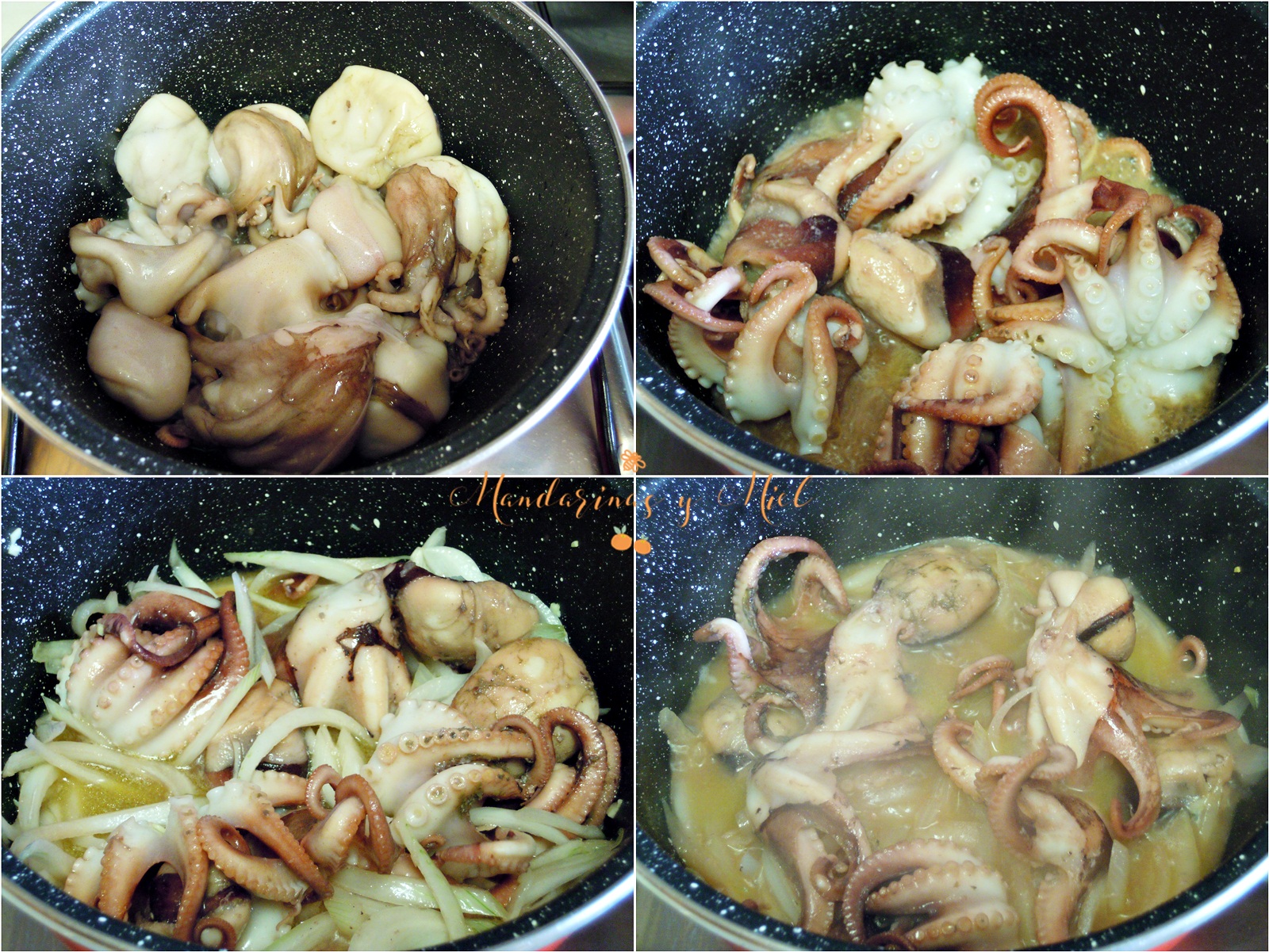 Pulpitos estofados en su salsa | Mandarinas y miel