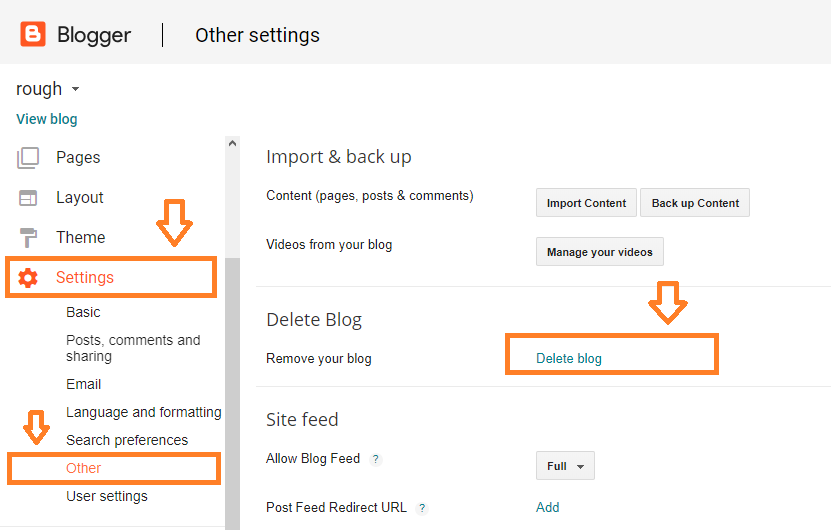 How To Delete/Restore Blogger Blog - Step By Step