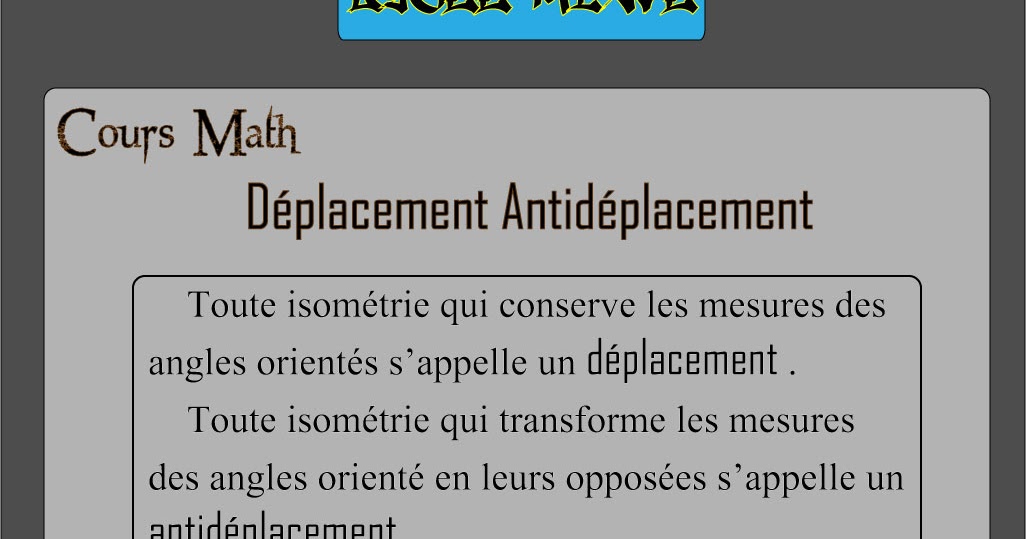 Cours Math - Déplacement Antidéplacement - Bac Math | Lycée Mixte