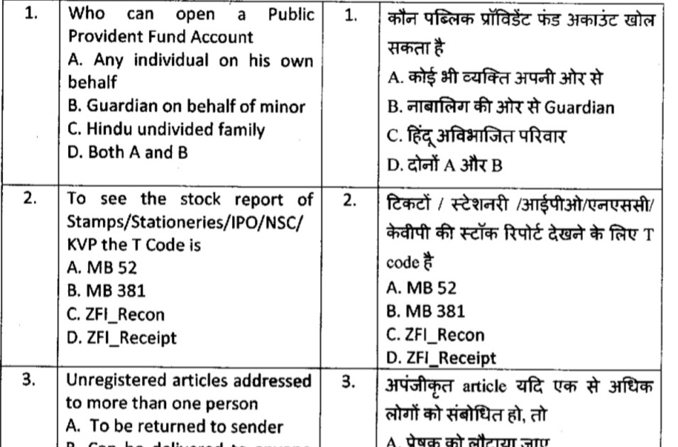 Group B Exam Question Paper for the year 2020 - Postalstudy | Post ...