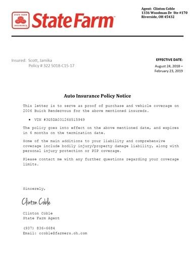 Proof Of Auto Insurance Letter Template ~ Resume Letter
