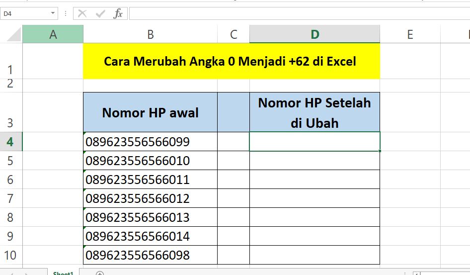 Cara Merubah Angka 0 Menjadi 62 di Excel - NeicyTekno