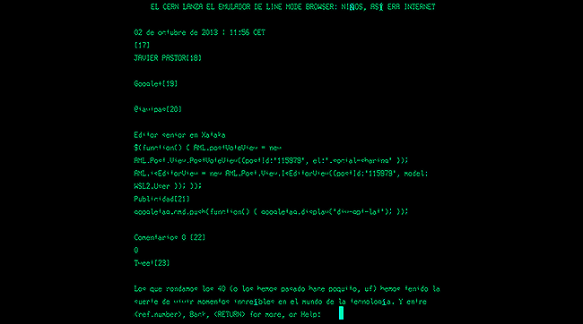 Tecnologex: El CERN lanza el emulador de Line Mode Browser: niños, así ...