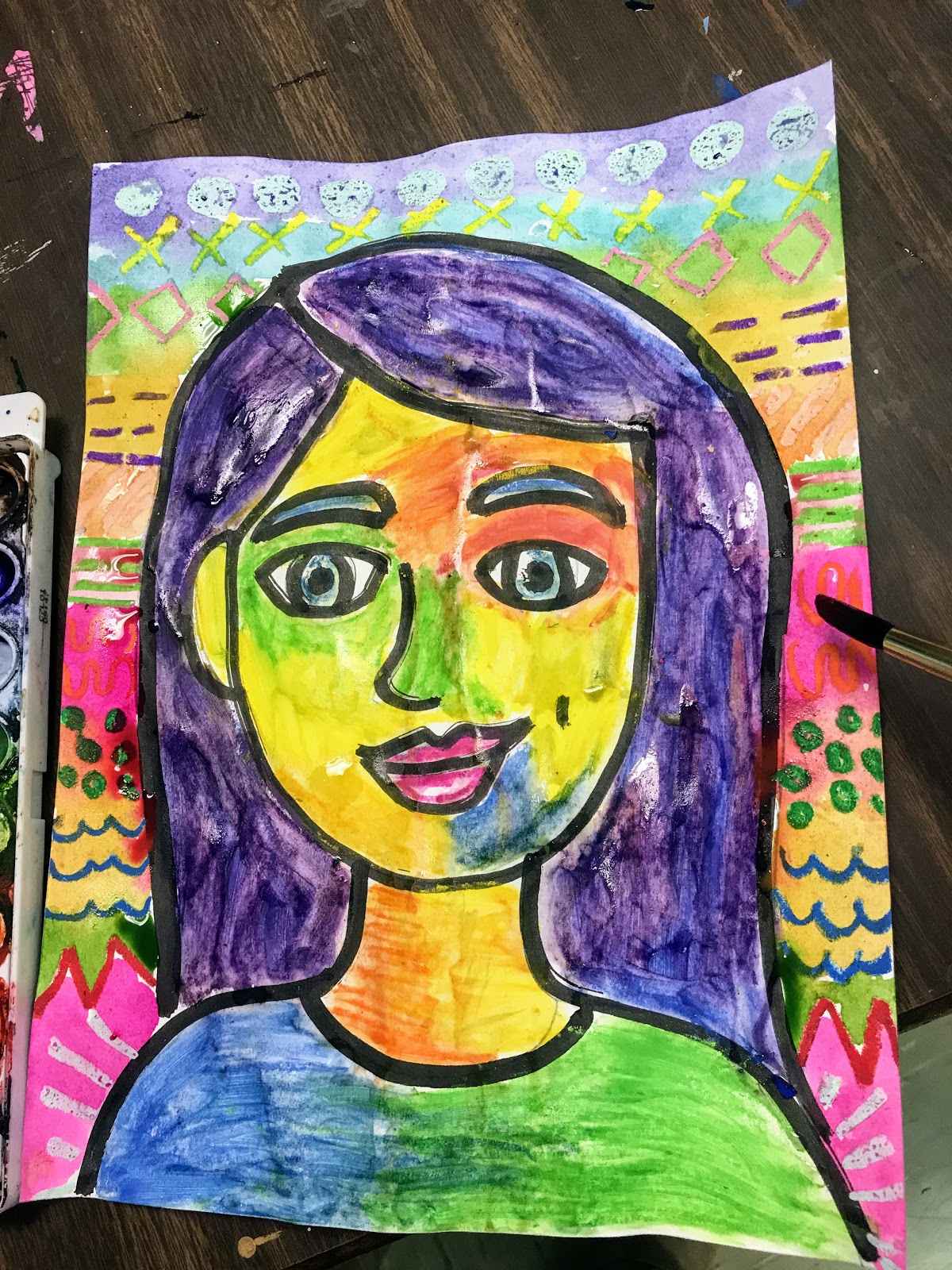 Elements of the Art Room: Colorful 5th grade Self Portraits