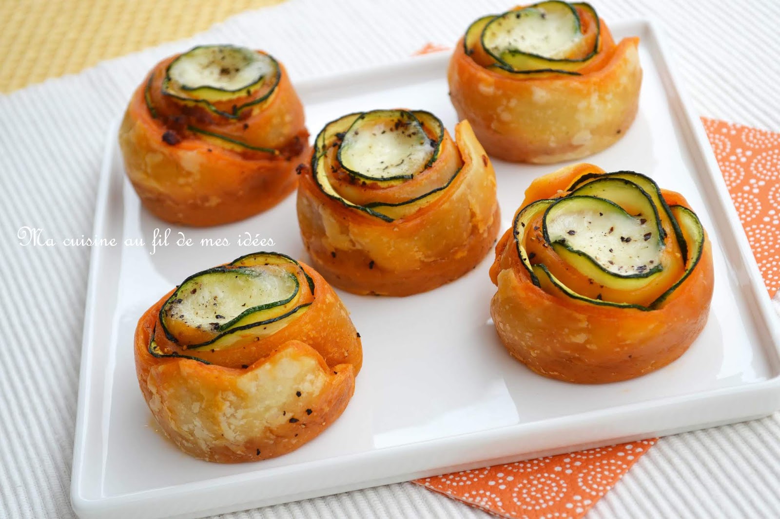 Ma cuisine au fil de mes idées...: Roses feuilletées à la courgette ...