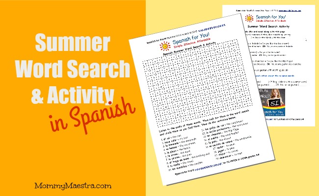 Mommy Maestra: Free Download: Summer Word Search & Activity in Spanish