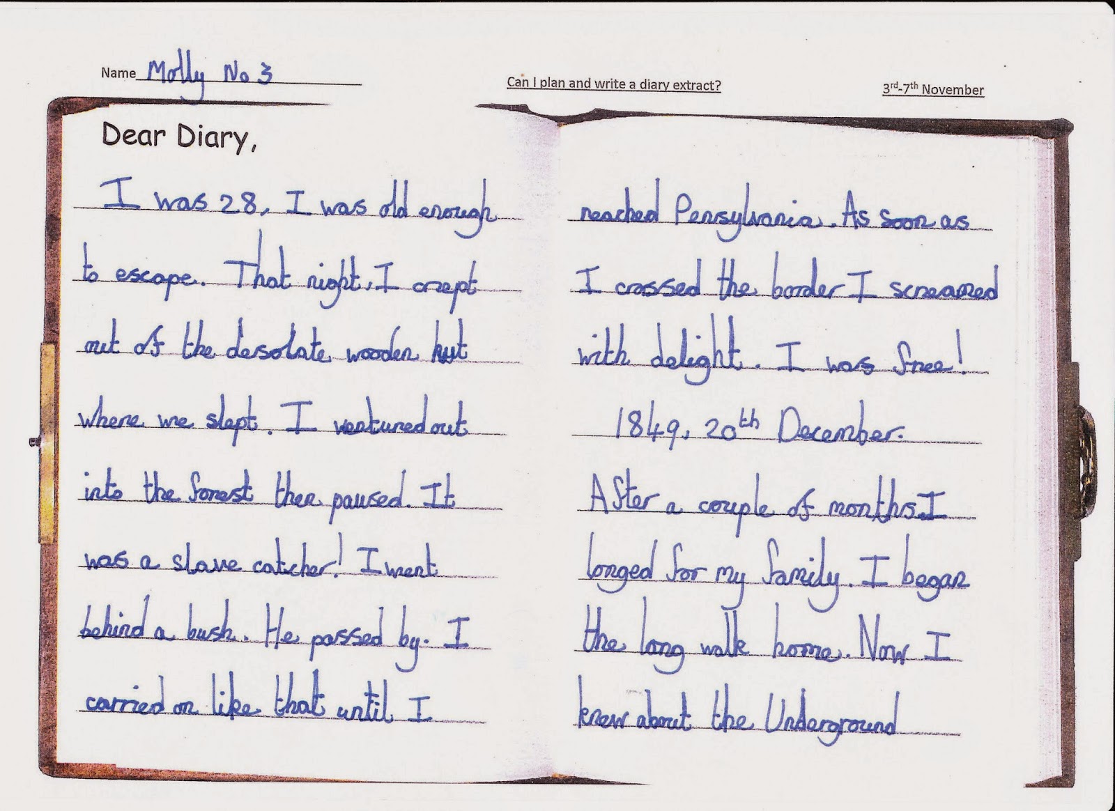 Every Child is a Writer!: Diary entry - Molly
