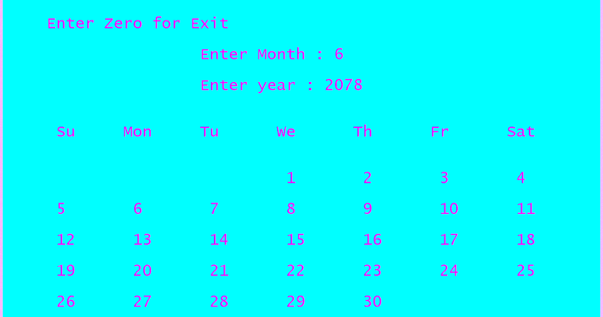 C program that print given date calendar
