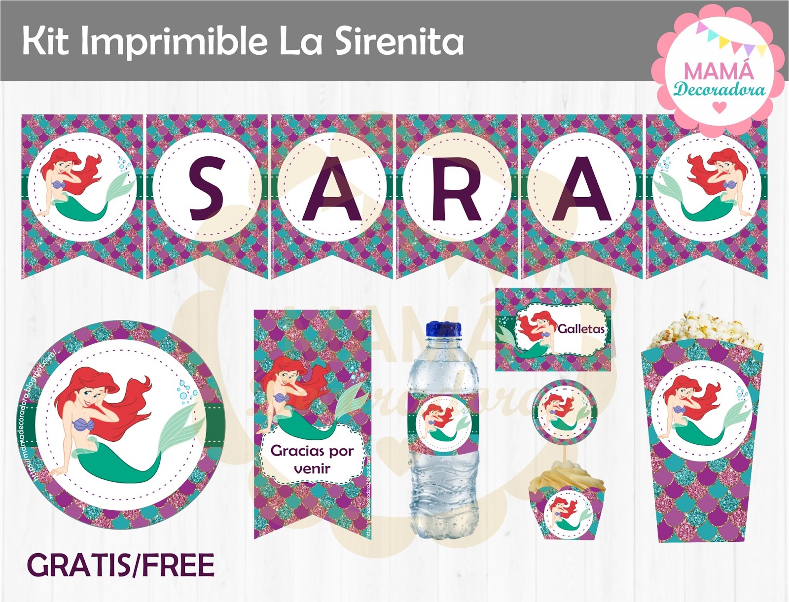 Mamá Decoradora Kit Imprimible La Sirenita