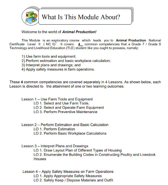 Download: K to 12 Animal Production Learning Module